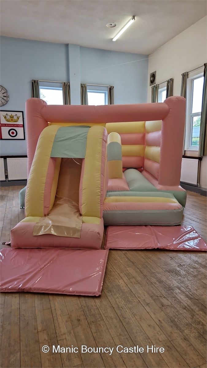 Pastel bouncy castle with slide - Bouncy Castle Hire, Soft Play Hire ...
